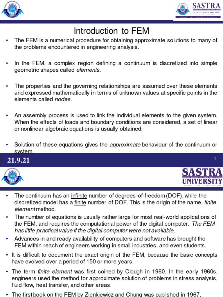 An In Depth Introduction To The Fundamental Concepts And Applications Of The Finite Element