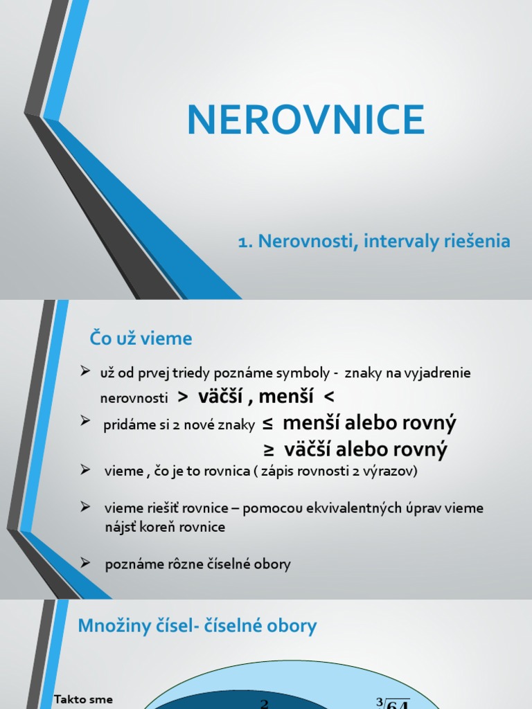 Nerovnice - Ãºvod, Intervaly rieÅ¡enÃ | PDF