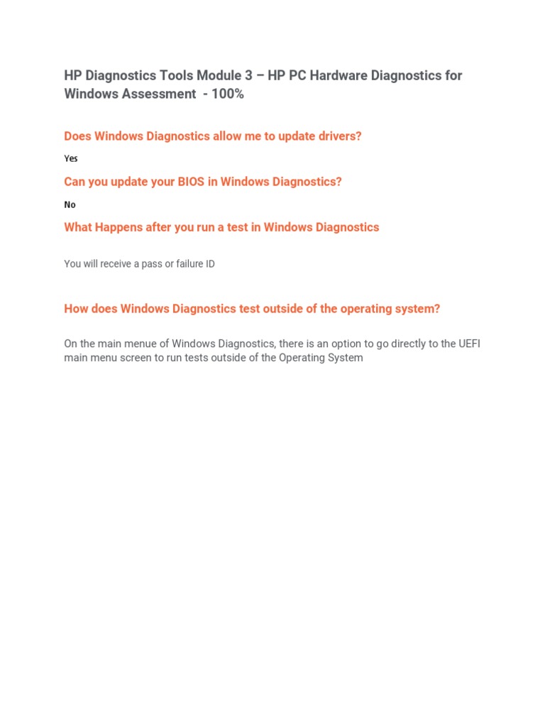 HP Diagnostics Tools Module 3 | PDF | Games & Activities | Computers
