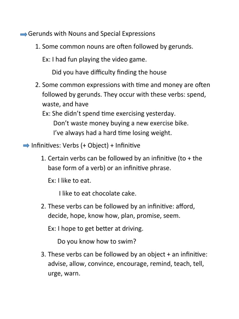 Gerunds With Nouns and Special Expressions | PDF | Wellness