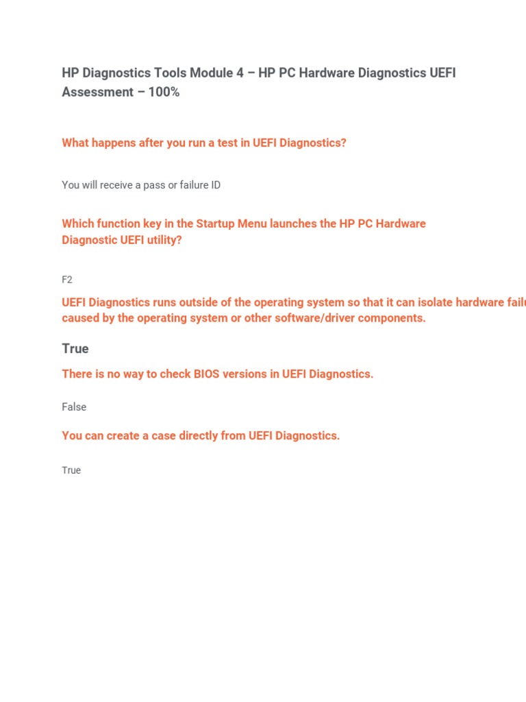 HP UEFI Diagnostics Overview and Functions | PDF