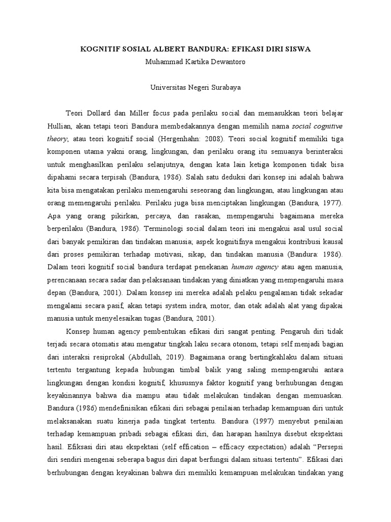 Kognitif Sosial Albert Bandura | PDF
