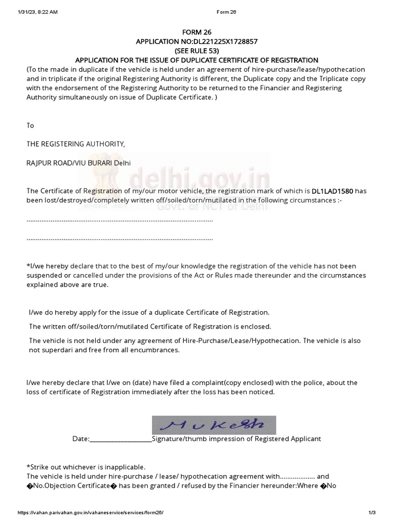 Form 26 PDF | PDF | Property Law | Business Law