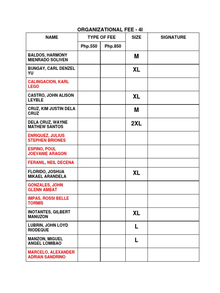 4I Org Shirt Collection List | PDF