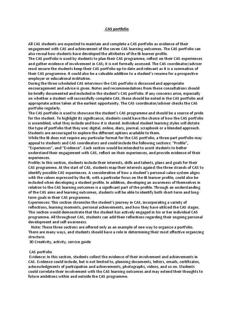 CAS Portfolio | PDF | Learning | Cognition