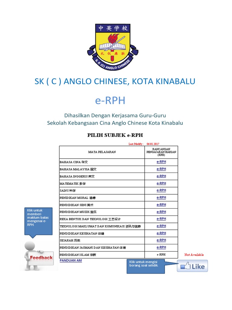e-RPH: SK (C) Anglo Chinese, Kota Kinabalu | PDF