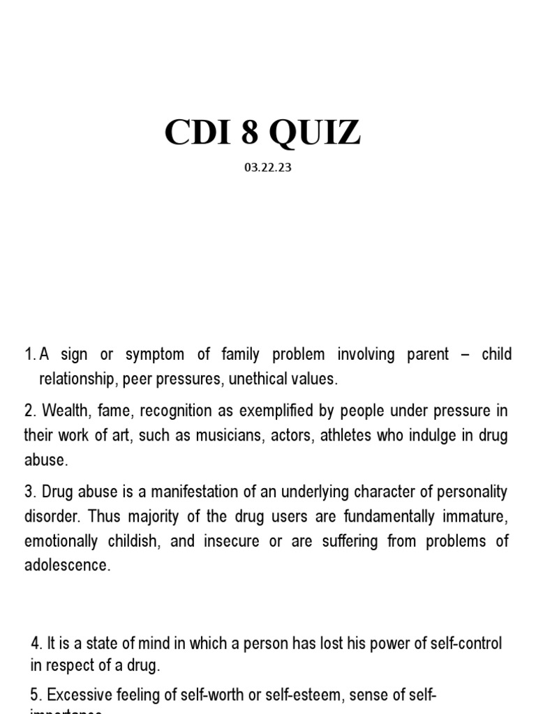 Cdi 8 Quiz 2 | PDF | Self-Improvement