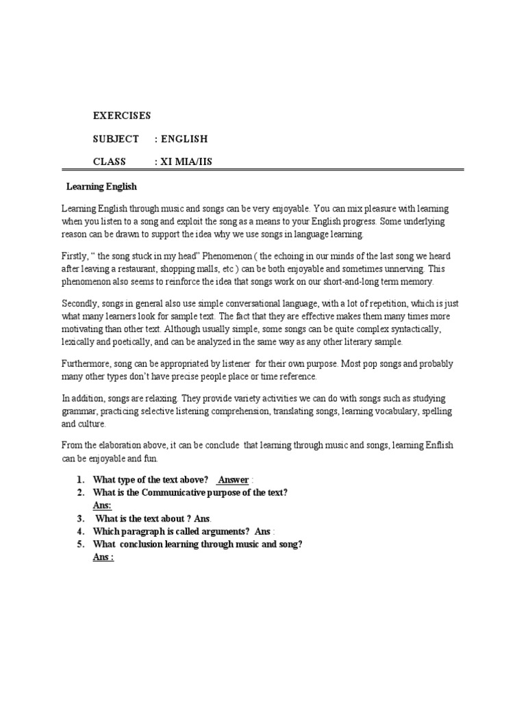 Exercises 11 | PDF | English Language | Learning