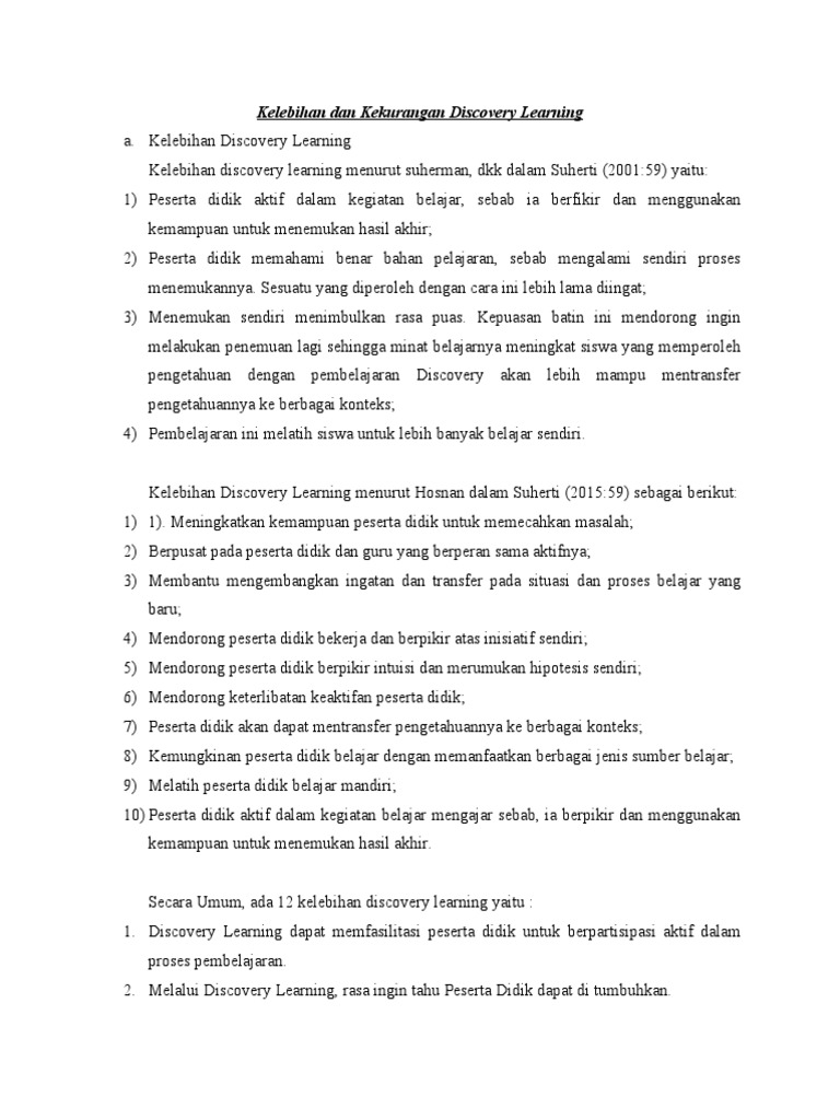 Kelebihan Dan Kekurangan Discovery Learning - Nasya | PDF Kelebihan Dan Kekurangan Discovery Learning - Nasya | PDF