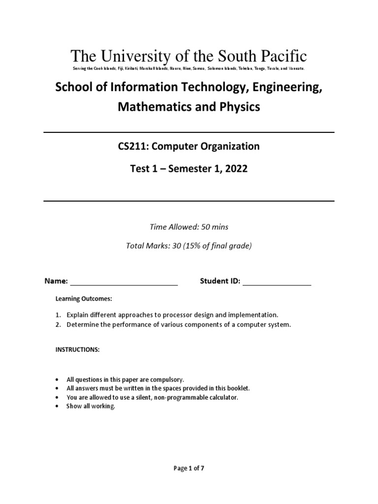 CS211 Test 1 Solution S1 2022 | PDF | Error Detection And Correction ...