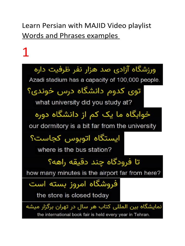 Learn Basic Persian Phrases with Majid | PDF