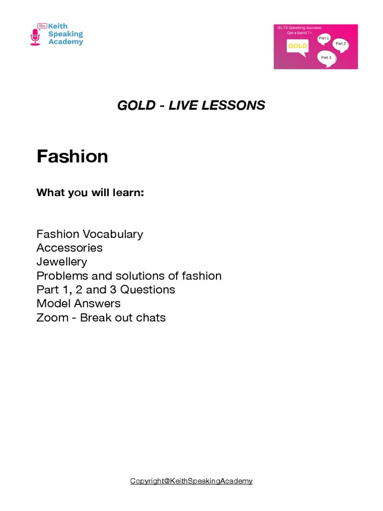 Fashion Lesson Notes 12 Jan 2023 PDF | PDF | Fashion | Fashion Accessories
