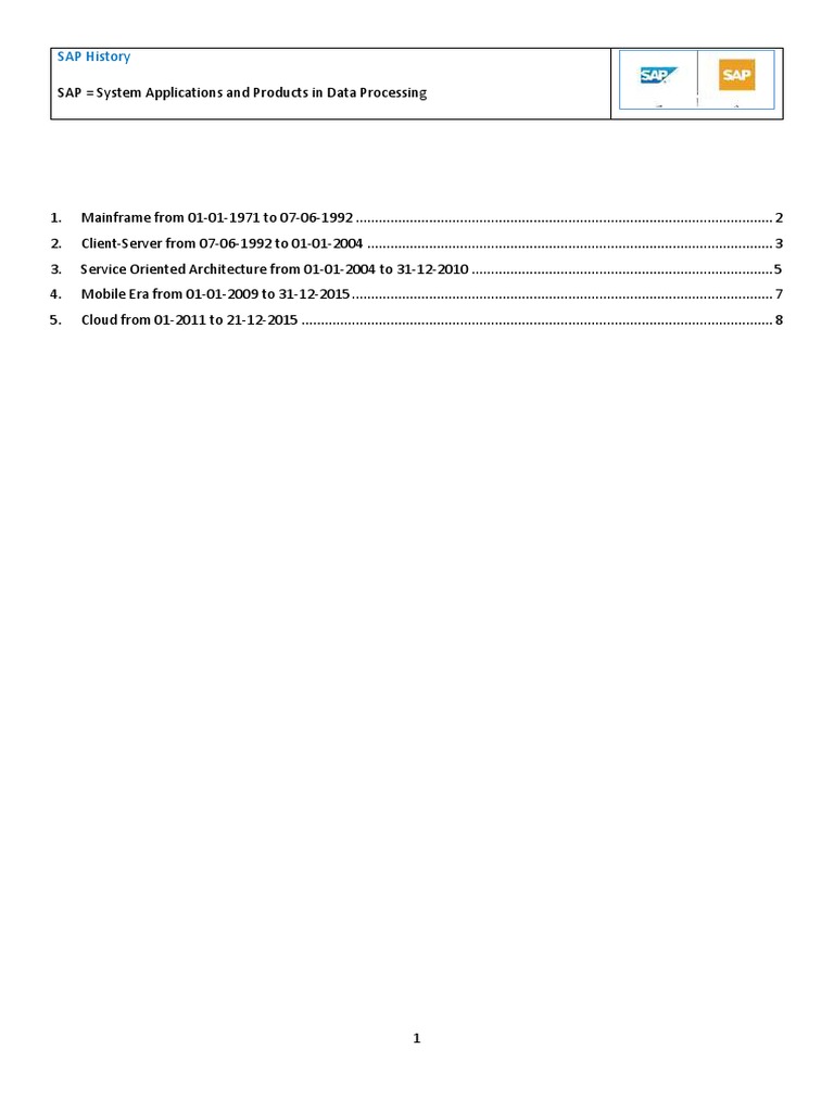 SAP History | Download Free PDF | Application Software | Software Design