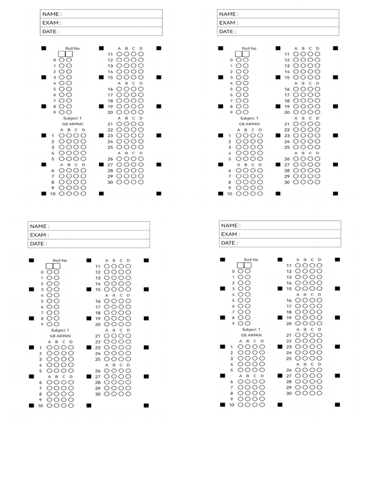 30 Item Answer Sheet | PDF