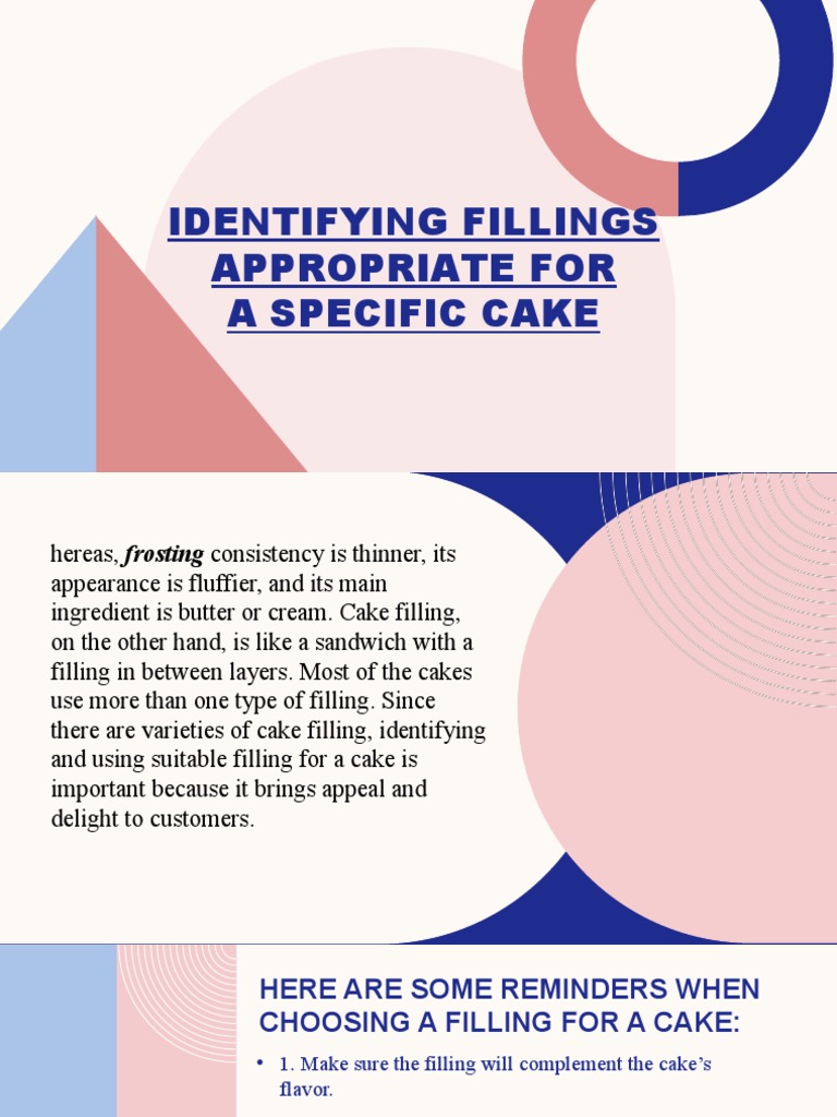 Identifying Fillings For Cakes | PDF | Custard | Cakes