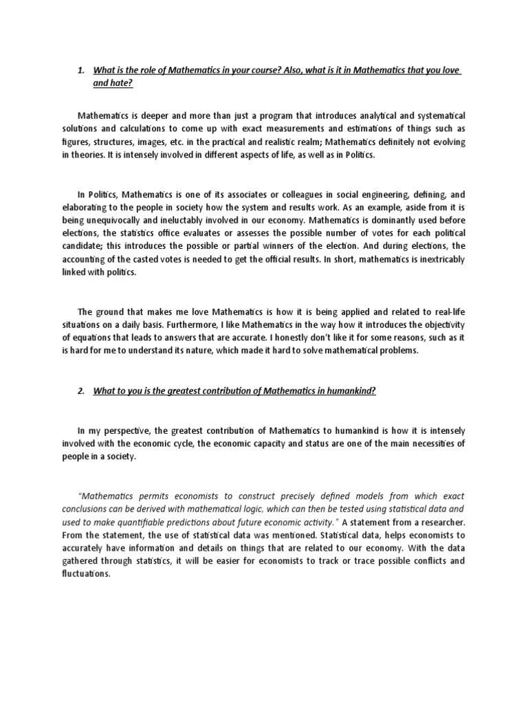 MMW Reflection Paper | PDF | Mathematics | Statistics