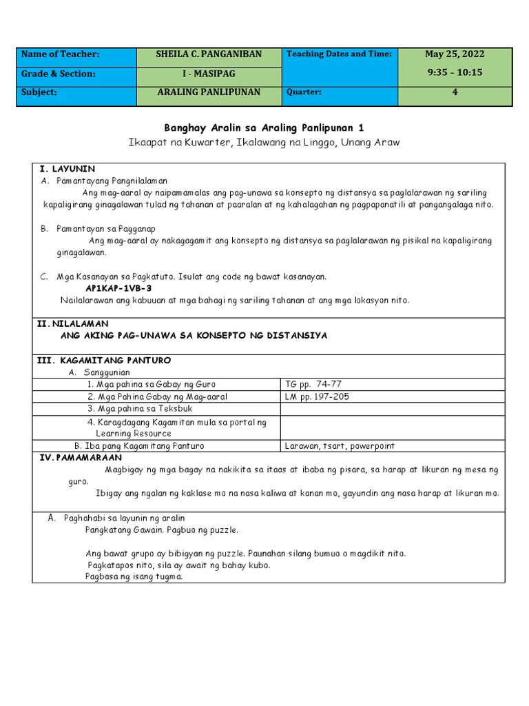 Grade 1 COT AP Q4 | PDF
