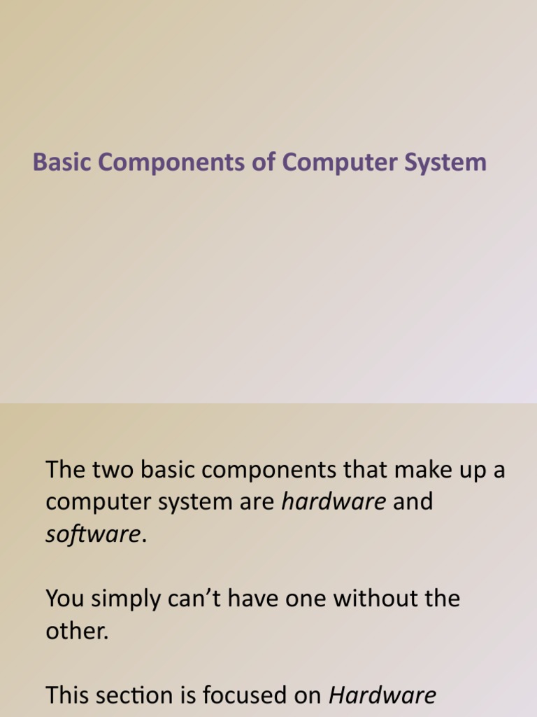 Essential Computer Hardware Components | PDF | Random Access Memory | Central Processing Unit