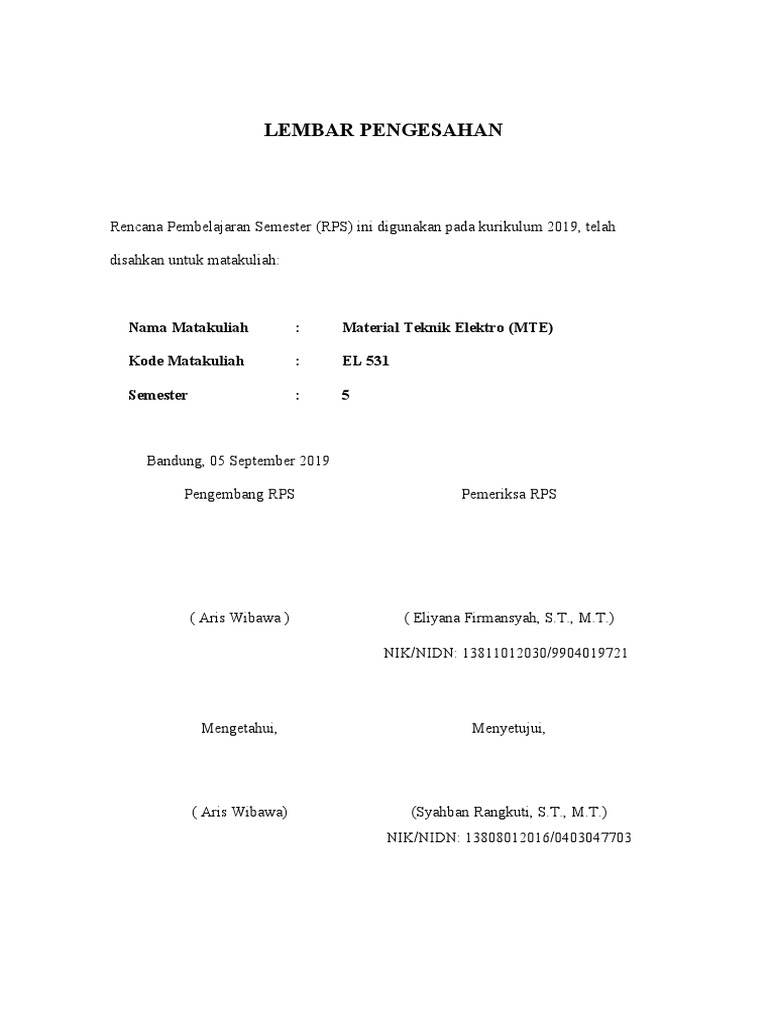 RPS Material T. Elektro - Aris | PDF