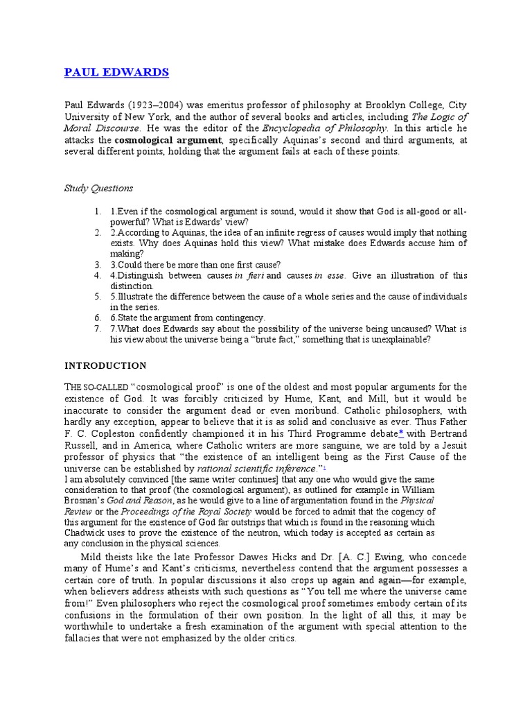 Paul Edwards | PDF | Ontology | Existence Of God