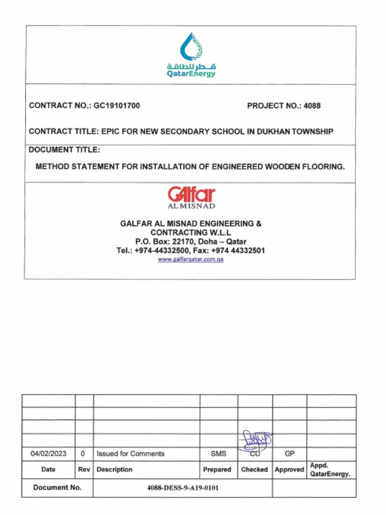 Method Statement For Installation of Wooden Flooring PDF | PDF ...