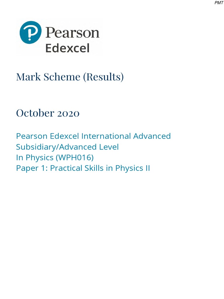 October 2020 (IAL) MS - Unit 6 Edexcel Physics A-Level | PDF | Mathematics