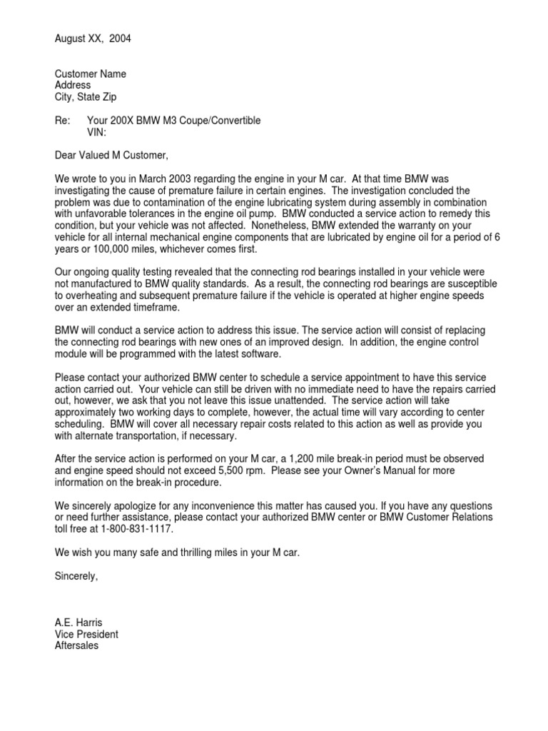 B110404 Cust Letter 2 | PDF | Technology & Engineering