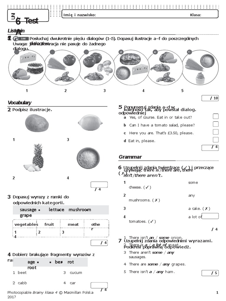 Brainy 4 Unit Test 6 A | PDF