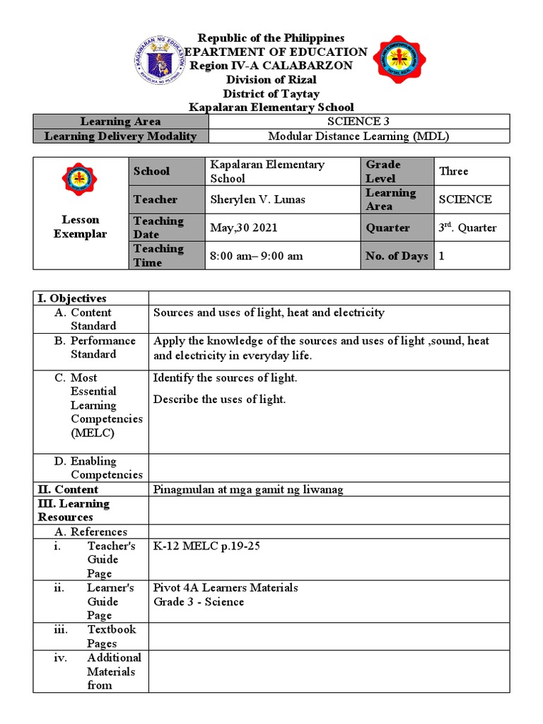 Sources and Uses of Light: A Lesson Plan on Identifying Sources of ...
