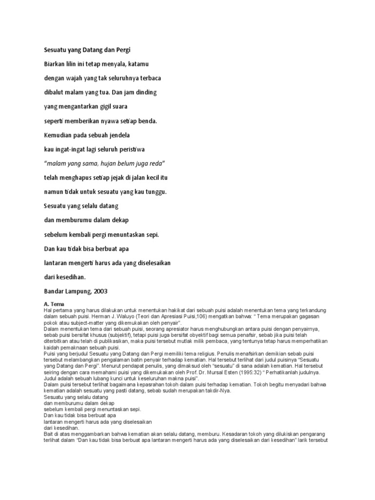 Sesuatu Yang Datang Dan Pergi BAIM | PDF