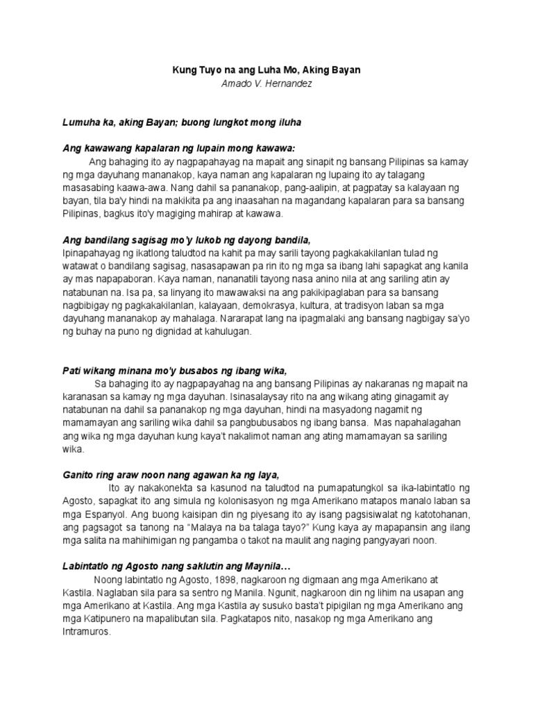 Kung Tuyo Na Ang Luha Mo, Aking Bayan | PDF
