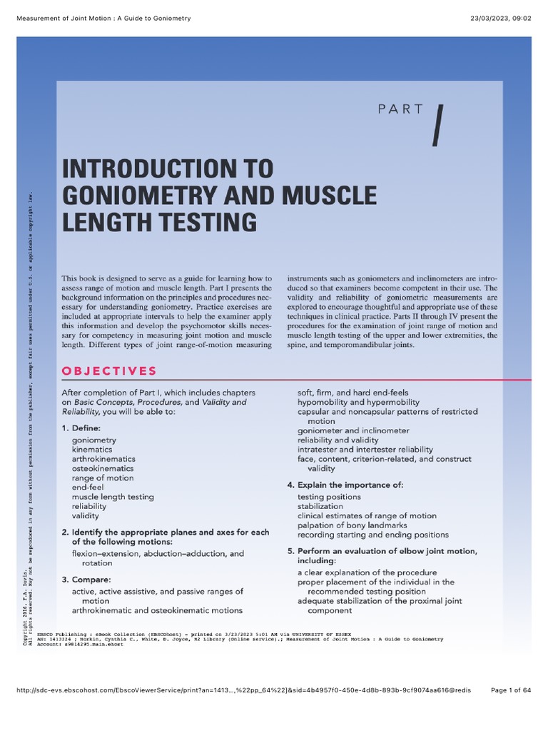 Measurement of Joint Motion: A Guide To Goniometry | PDF | Tools ...