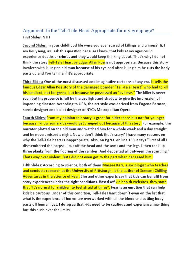 Tell-Tale Heart: Age Appropriateness Debate | PDF | Self-Improvement