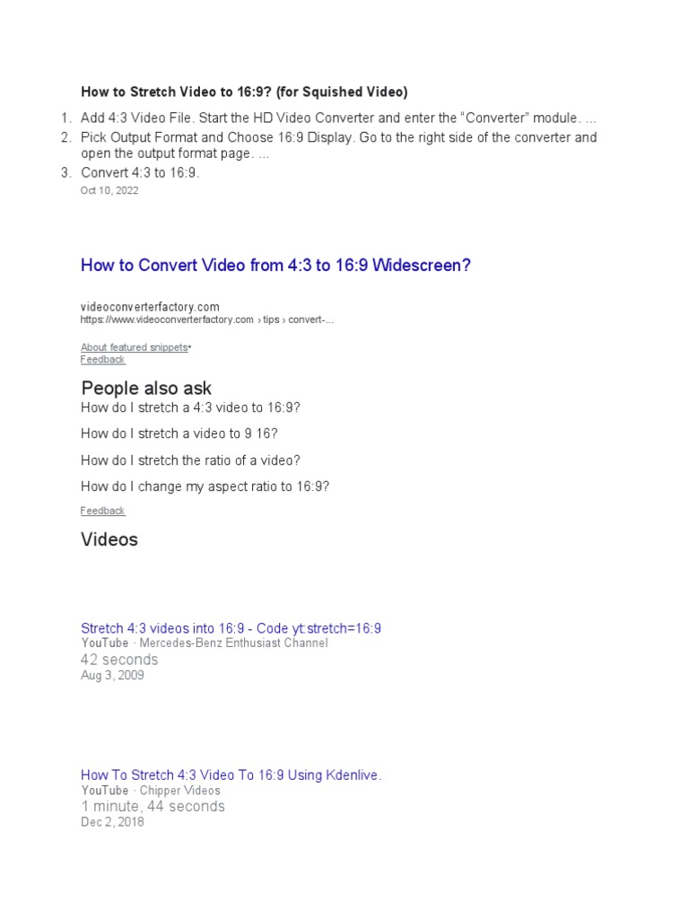 Converting 4:3 Video to 16:9 Widescreen Format Through Resizing and ...