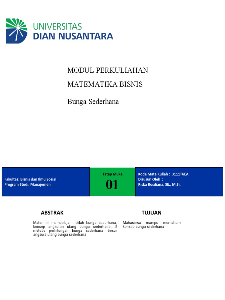 Matematika Bisnis | PDF | Karier & Perkembangan | Pengelolaan Keuangan & Uang