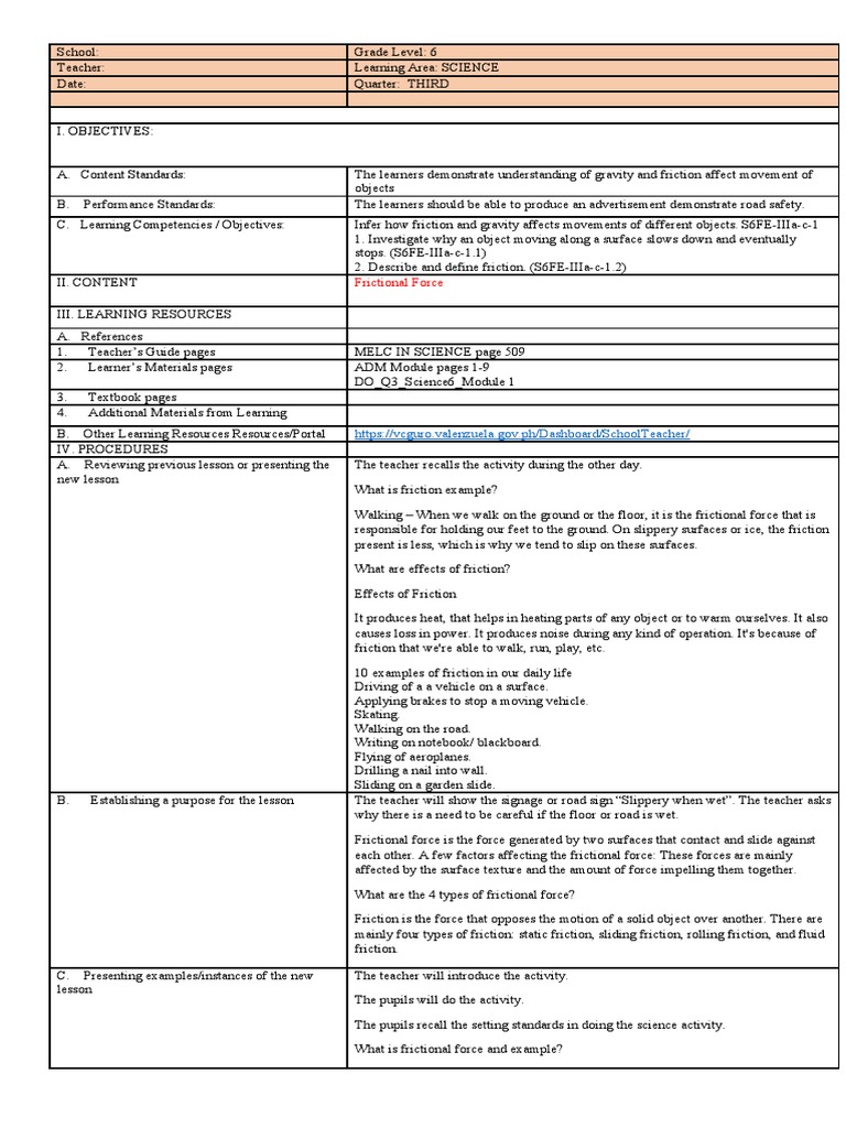 Understanding Friction and Gravity: A Lesson Plan on How These Forces ...