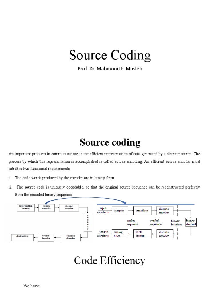 2nd Lecture Source Coding Pdf Code Computer Data