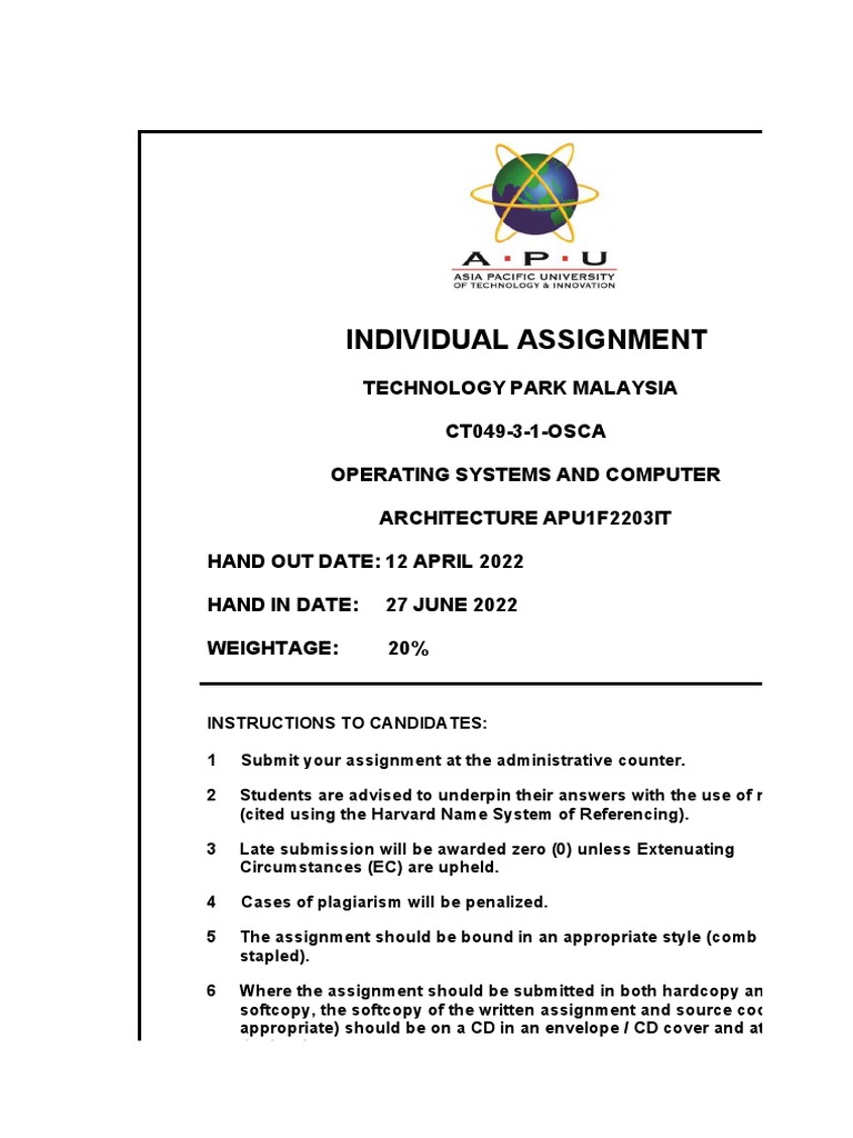 OSCA Individual Assignment | PDF | Laptop | Resource