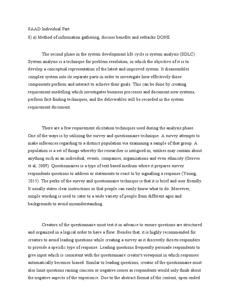 SAAD Individual Assignment | PDF | Survey Methodology | Questionnaire