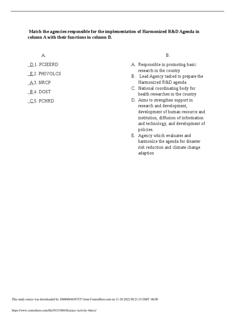 Science Activity 4 PDF | PDF | Research And Development | Disaster Risk Reduction