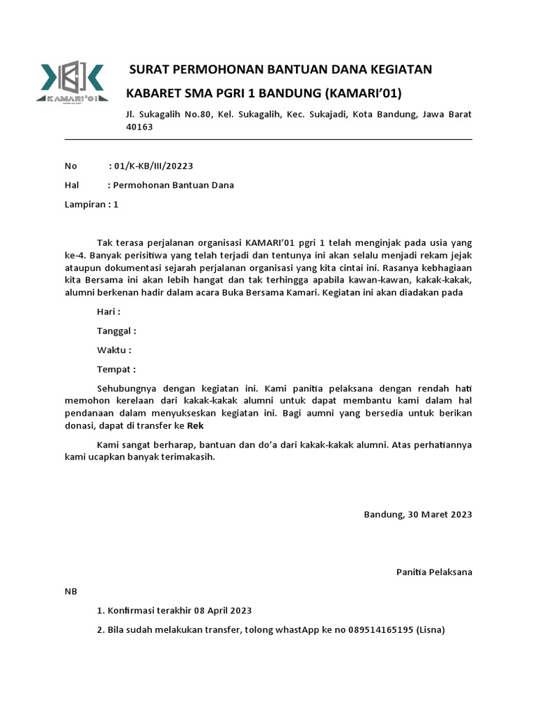 contoh surat permohonan | PDF