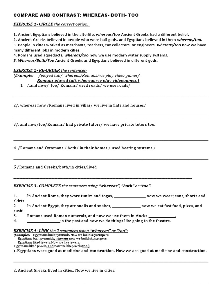 COMPARE AND CONTRAST (Whereas Both Too Practice) | PDF | Ancient Egypt ...