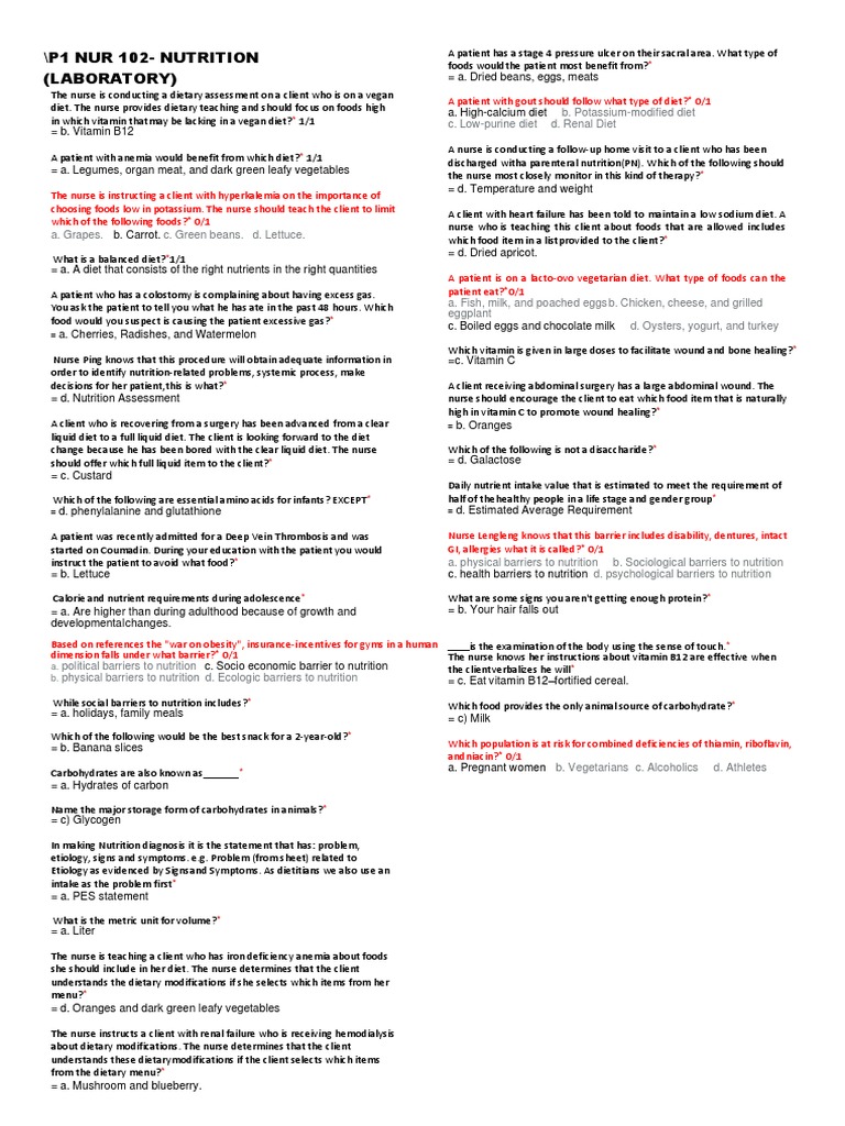 Nutri Lab P1p2rbe Exam 2 2 | PDF | Diabetes | Dieting