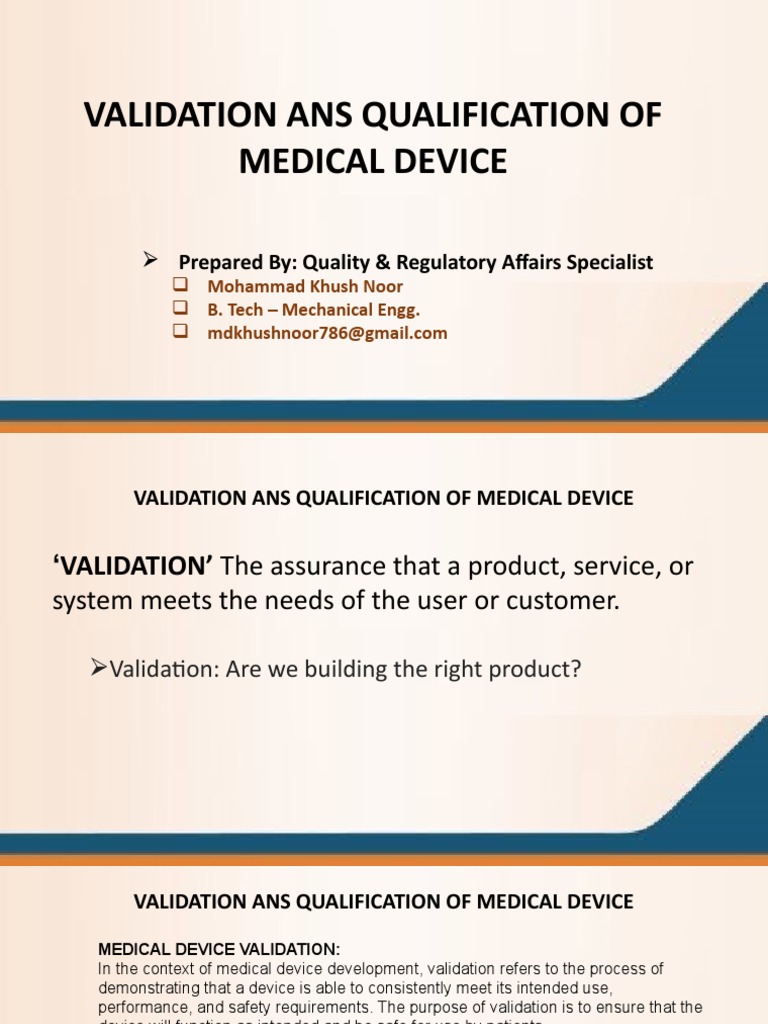 Medical Device Validation Overview | PDF | Verification And Validation ...