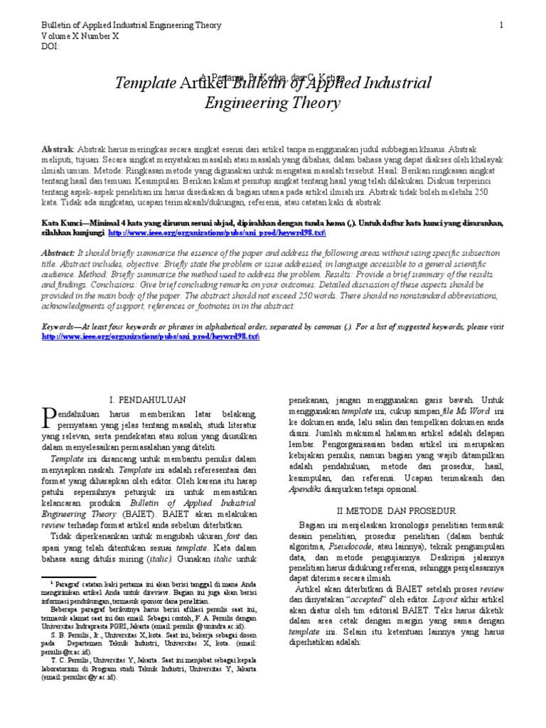 Template BAIET (Adopt IEEE Version) Newest100320 | PDF