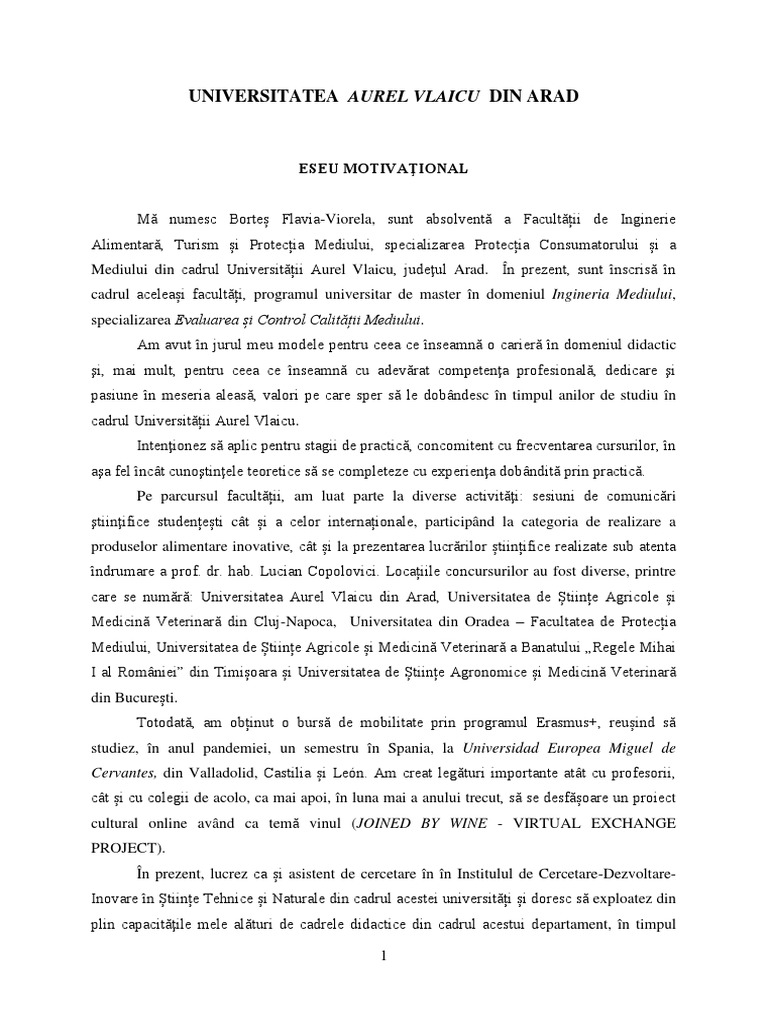 Eseu Motivational Modul Psihopedagogic PDF | PDF