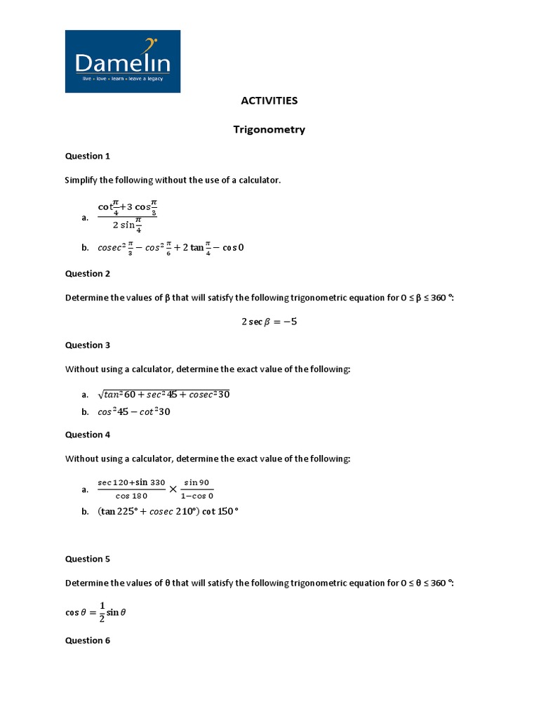Trigonometry DAM - ACT PDF | Download Free PDF | Trigonometry | Trigonometric Functions
