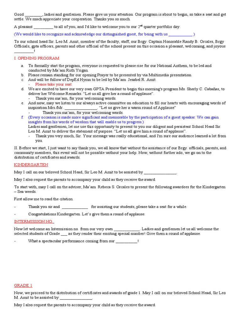 Portforlio Day Script | PDF