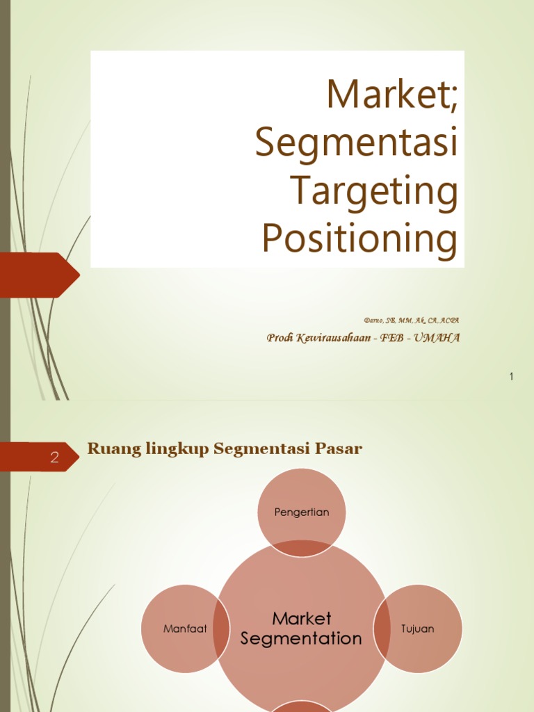 Market Segmentasi - Targeting - Positioningok PDF | PDF