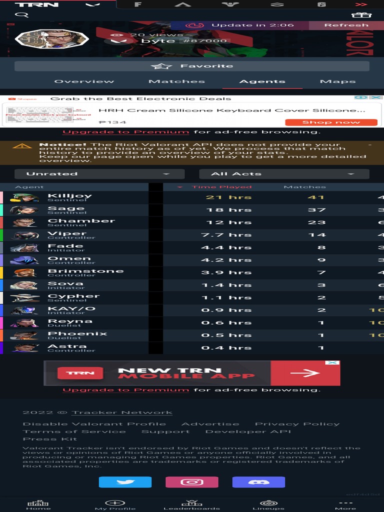byte#87000's Valorant Stats - Valorant Tracker | PDF | Computing